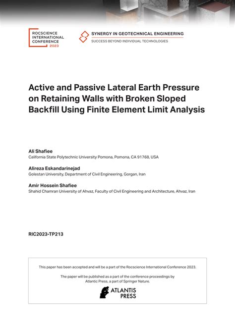 pdf active and passive lateral earth pressure on retaining walls with