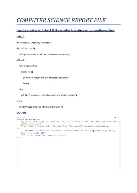 Computer Science Report File Computer Science Report File Input A