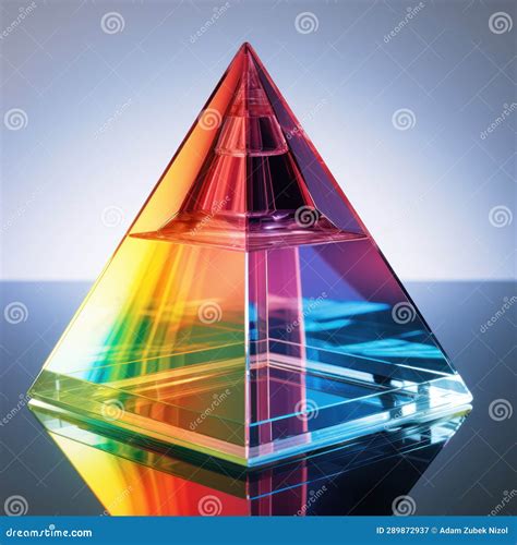A Glass Pyramid With A Rainbow Colored Glass Stock Illustration Illustration Of Geometric