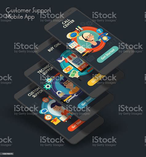 Flat Design Responsive Ui Mobile App With 3d Mockups Stock Illustration Download Image Now