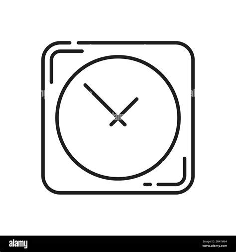 Retro Alarm Stopwatch Isolated Clock Timer Outline Icon Vector Watch Face With Vintage Square