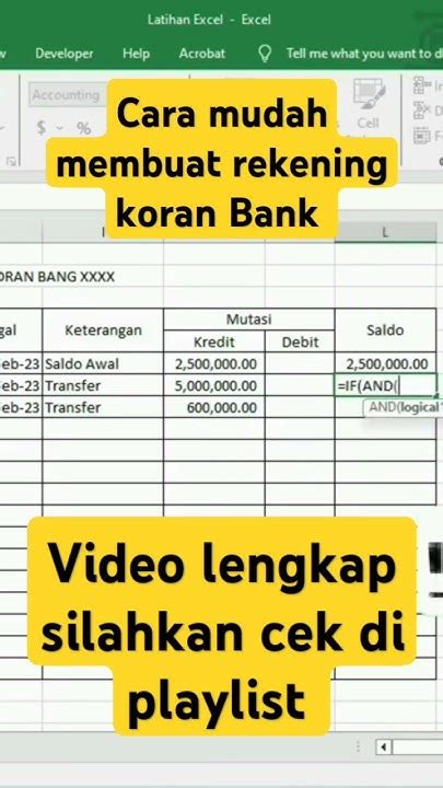 Cara Mudah Membuat Rekening Koran Bank 🏦 Tutorial Excel Exceltricks