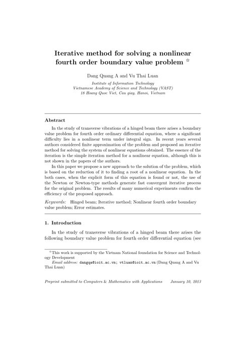 Pdf Iterative Method For Solving A Nonlinear Fourth Order Boundary
