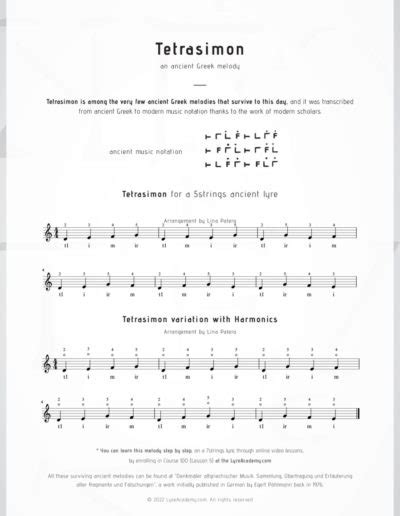 12 Easy Melodies For The 5string Lyre Or For Lyres With More Than 5 Strings — Luthieros