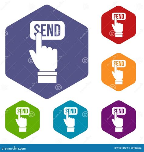 Sexhörning För Symboler För Emailkommunikationsbegrepp Fastställd Vektor Illustrationer