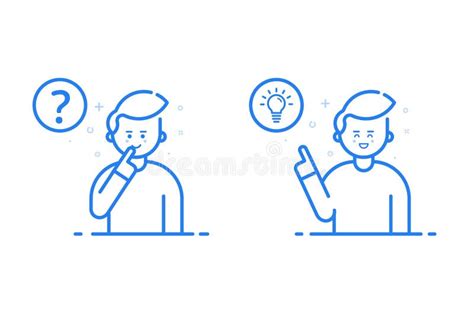Vector Illustration In Flat Linear Style And Blue Colors Problem Solving Concept Stock Vector