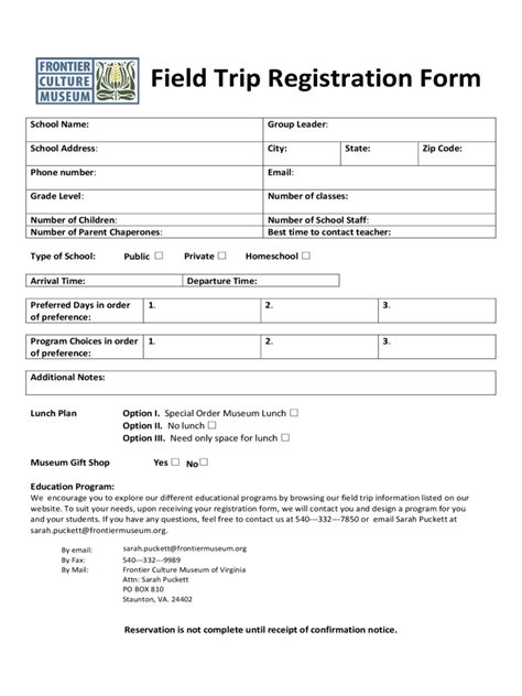Track And Field Registration Form Template