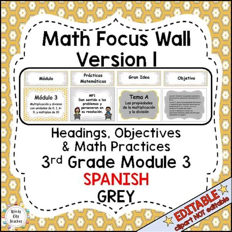 Engage Ny 3rd Grade Math Focus Wall Headings Grey Module 3 Spanish