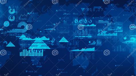 Blue Digital Interface With Global Data Analysis Charts Graphs And