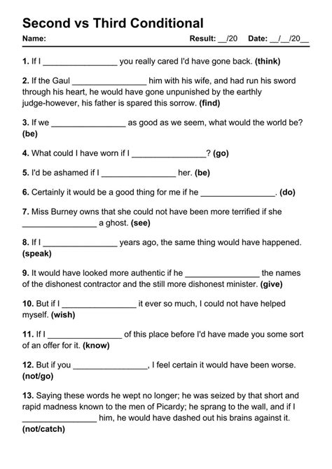 Printable Second Vs Third Conditional PDF Worksheets Grammarism