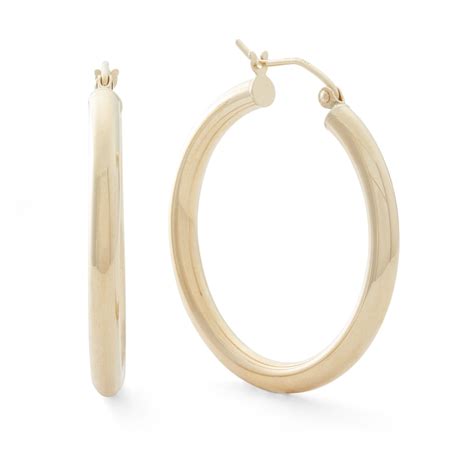 10k Tube Hollow Gold Polished Hoops Banter