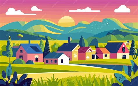 Premium Vector Spring Landscape Backgroundvector Cute Cartoon Nature