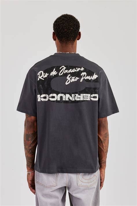 C Back Print Oversized T Shirt Charcoal Mens Tees And Vests Shop T
