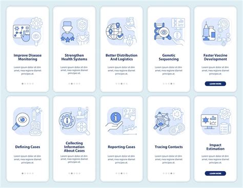 Premium Vector Disease Monitoring Light Blue Onboarding Mobile App Screen Set