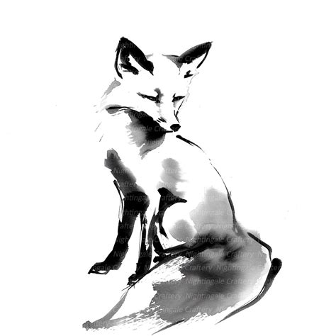8 Sumi Ink Fox Clipart Printable Sumi Ink Art Drawing High Quality