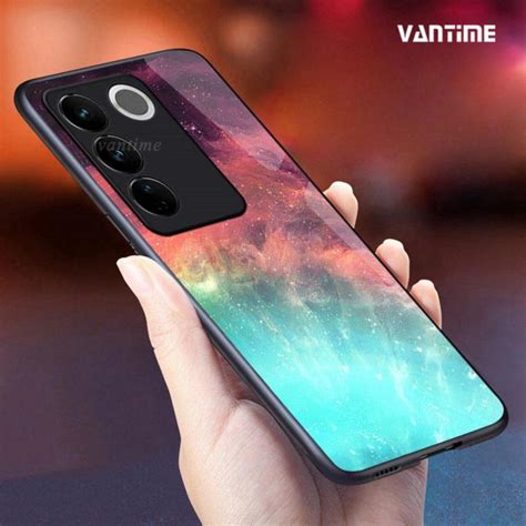 For Vivo V27e Case Starry Sky Phone Back Hard Glass Cover Bd