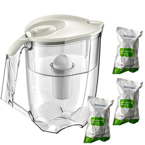 ᐉ Фільтр глечик Ecosoft Maxima три картриджі Перлинний 555874144 • Краща ціна в Києві Україні