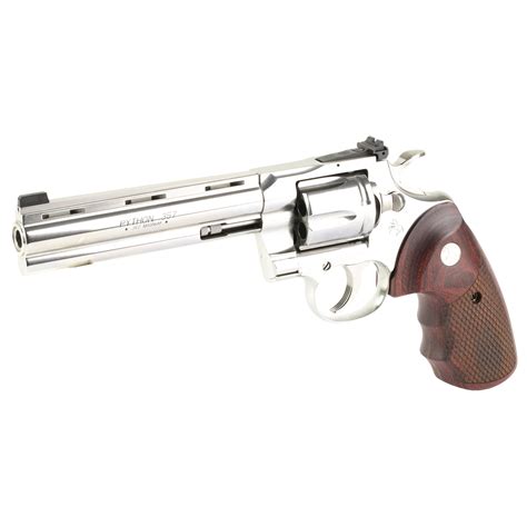 Colt Python Revolver Double Action 357 Magnum 6 Silver Wood 6 Rounds 1 14 Colt Python