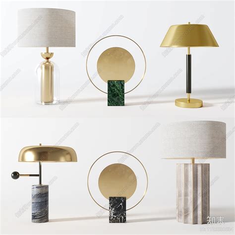 现代轻奢台灯组合su模型下载【id 1125630634】 知末su模型网