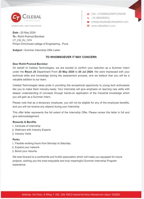 Rohit Baviskar On Linkedin Internship Careergrowth Learningjourney Celebaltechnology Grateful