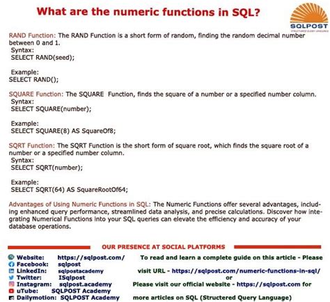 Sqlpost Academy On Linkedin Sqlpost Sqlnumericfunction