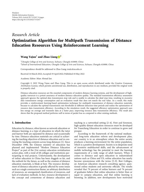 PDF Optimization Algorithm For Multipath Transmission Of Distance Education Resources Using
