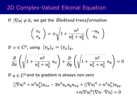 Ppt 2d Complex Valued Eikonal Equation Powerpoint Presentation Free