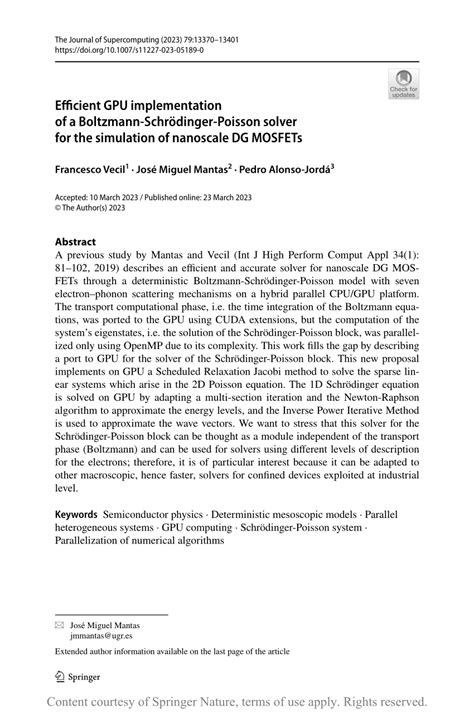 Pdf Efficient Gpu Implementation Of A Boltzmann Schrödinger Poisson