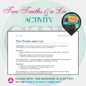Two Truths and a Lie Activity by CTE for Their Future | TPT