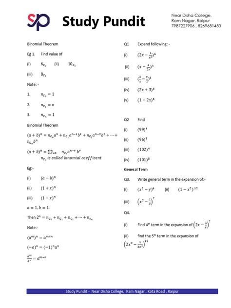 Binomial Theorem Pdf Complex Analysis Elementary Mathematics