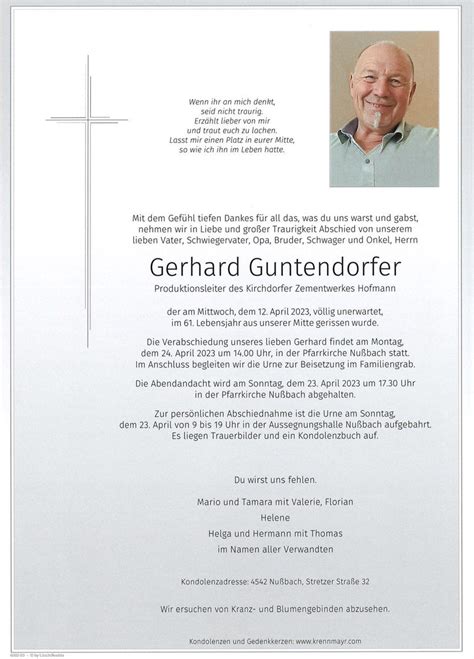 Todesfall Gerhard Guntendorfer
