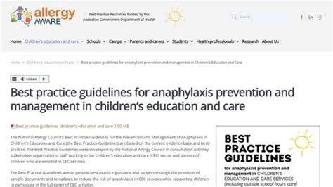 Best Practice Guidelines For Anaphylaxis Prevention And Management In