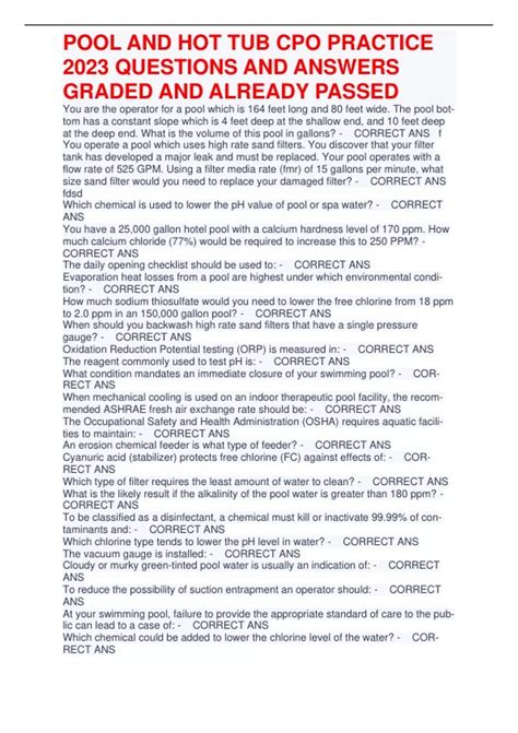 Updated 20252026 Pool And Hot Tub Cpo Practice Questions And Answers