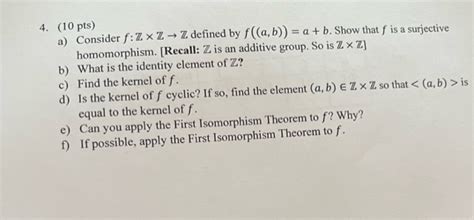 Solved A Consider F ZZZ Defined By F A B A B Show Chegg Com
