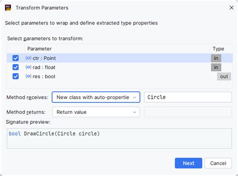 Transform Parameters Refactoring Jetbrains Rider Documentation