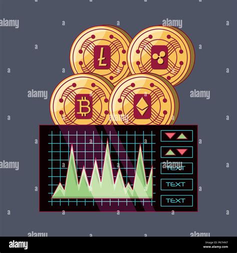 Cryptocoins And Cryptocurrency Stock Market Over Gray Background