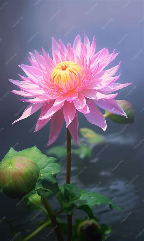 Premium Ai Image Pink Flowers With Green Leaf Tips Generative Ai