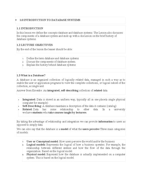 Cp3010 Lecture Notes Introduction To Database Systems And Design Studocu