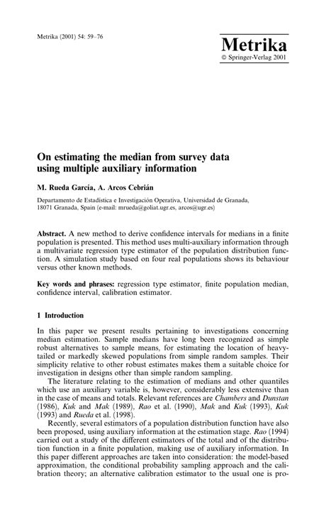 Pdf On Estimating The Median From Survey Data Using Multiple