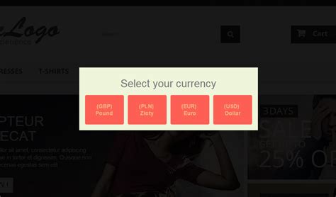 Currency Selection In Popup