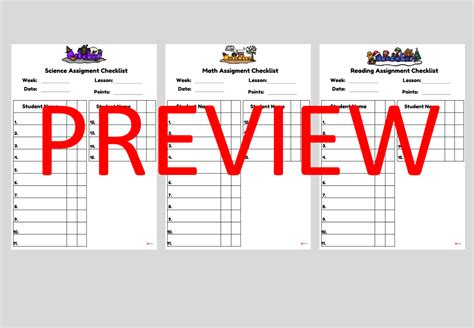 Editable Monthly Assignment Checklist Made By Teachers