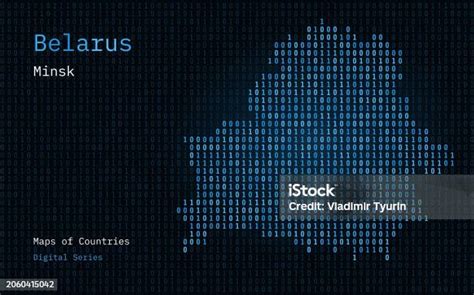Belarus Map Shown In Binary Code Pattern Matrix Numbers Zero One Stock