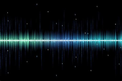 Abstract Blue Rhythmic Digital Sound Wave With Binary Code On Black