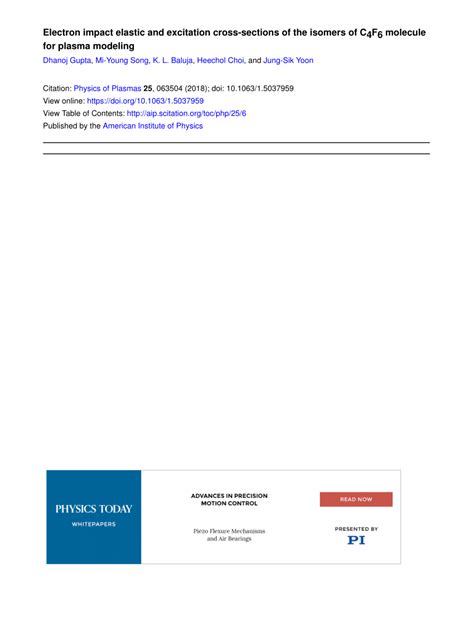 Pdf Electron Impact Elastic And Excitation Cross Sections Of The