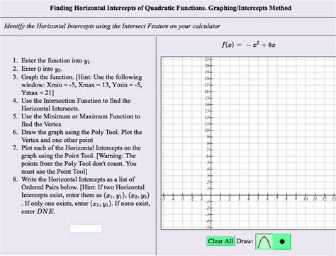 Solved Finding Horizontal Intercepts Of Quadratic Functions