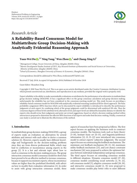 pdf a reliability based consensus model for multiattribute group