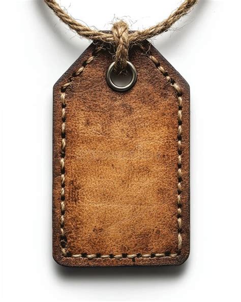 Leather Tag With Blank Design And String For Branding Or Labeling Stock Illustration