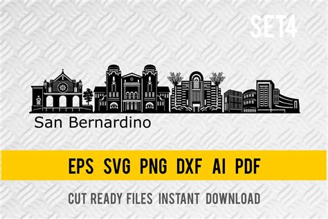 San Bernardino City Skyline Illustration Par Signreadydclipart