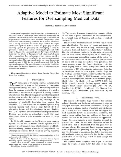 pdf adaptive model to estimate most significant features for