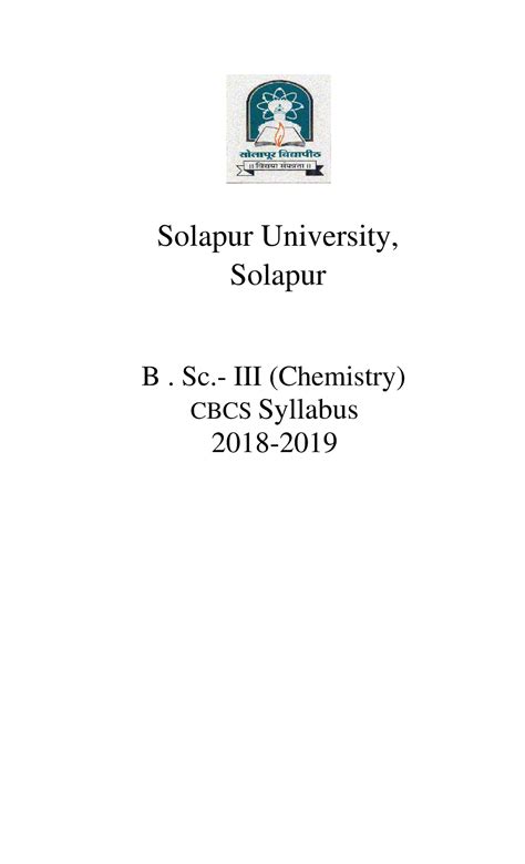 MSD BOS B Sc III Chemistry 2018 Solapur University Solapur B Sc III Chemistry CBCS
